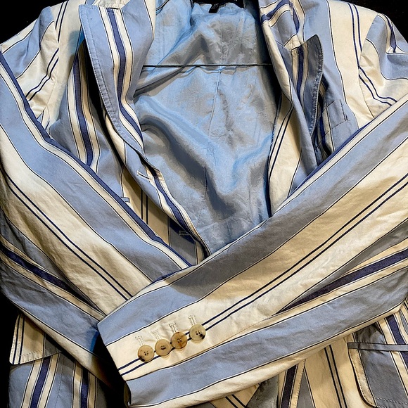 Anne Klein | Jackets & Coats | Anne Klein Blue And White Striped Blazer ...
